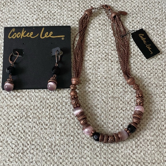 Cookie Lee | Jewelry | Cookie Lee Brown And Pink Bohemian Necklace ...